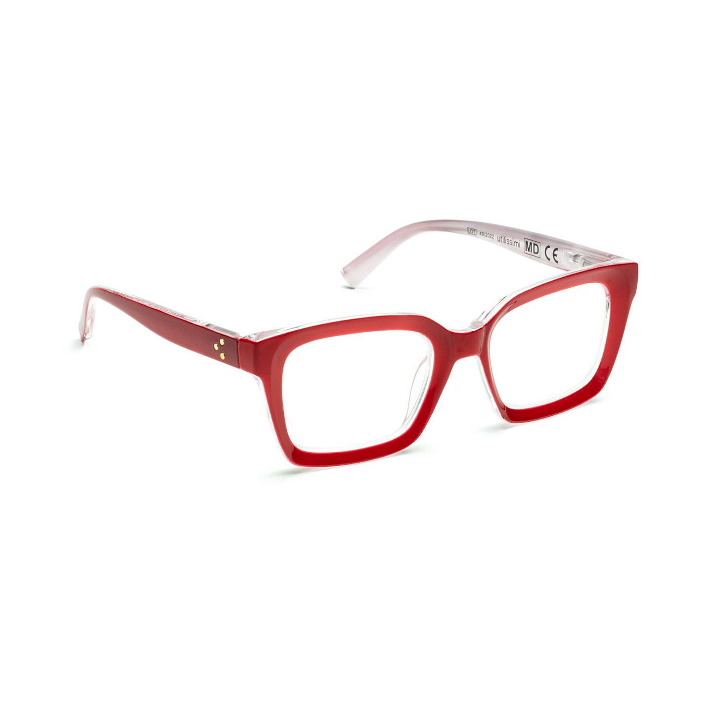 UTR0078 Red, Rectangular reading glasses | Utilissimi